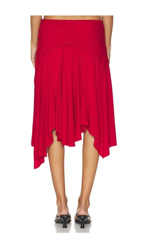 With Jéan Asymmetrical Drawstring Skirt - Red