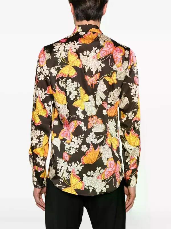 Dsquared2 Butterfly-print Satin Shirt