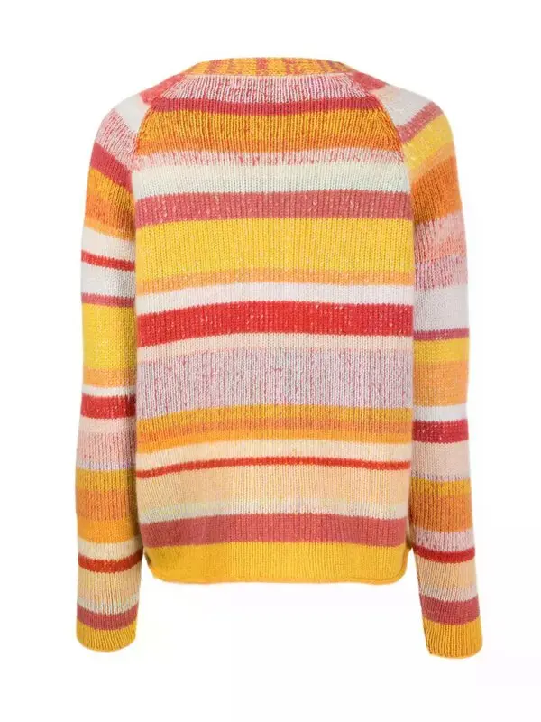 THE ELDER STATESMAN V-neck Striped Cashmere Cardigan