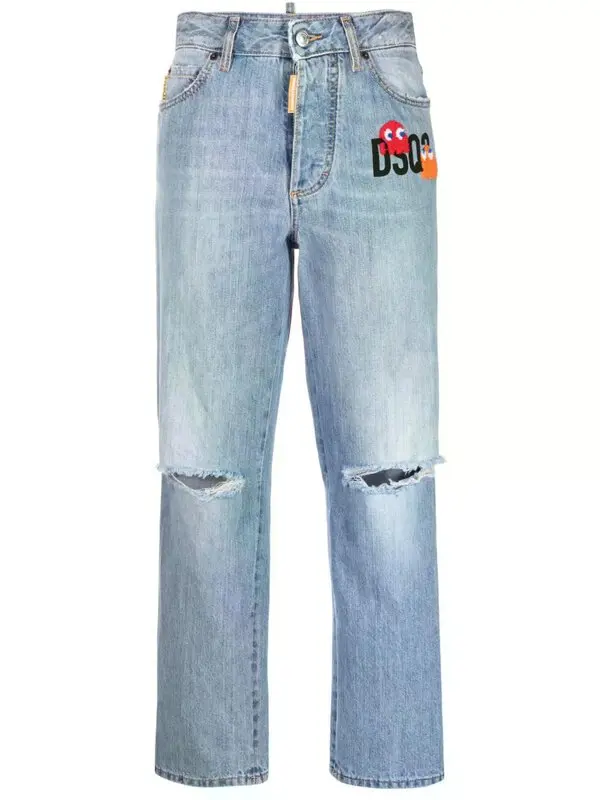 Dsquared2 Cropped Straight Leg Jeans