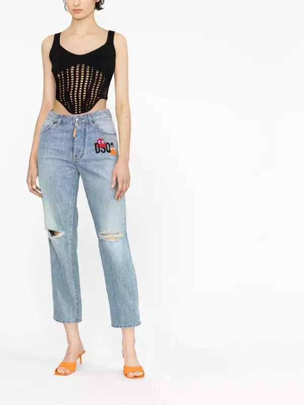 Dsquared2 Cropped Straight Leg Jeans
