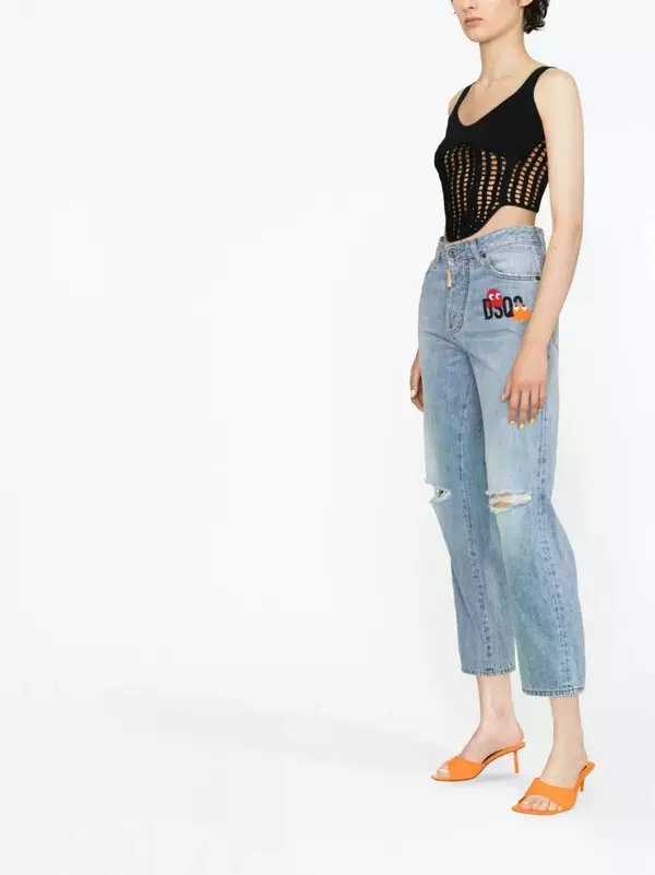 Dsquared2 Cropped Straight Leg Jeans