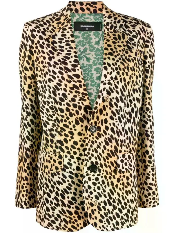 Dsquared2 Leopard Print Single-breasted Blazer - Brown