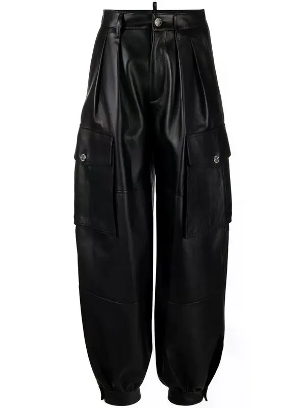 Dsquared2 Sheepskin Leather Cargo Trousers - Black