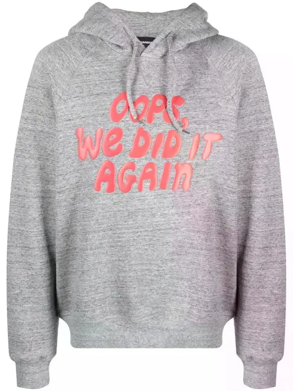 Dsquared2 Slogan-print Cotton Hoodie - Grey