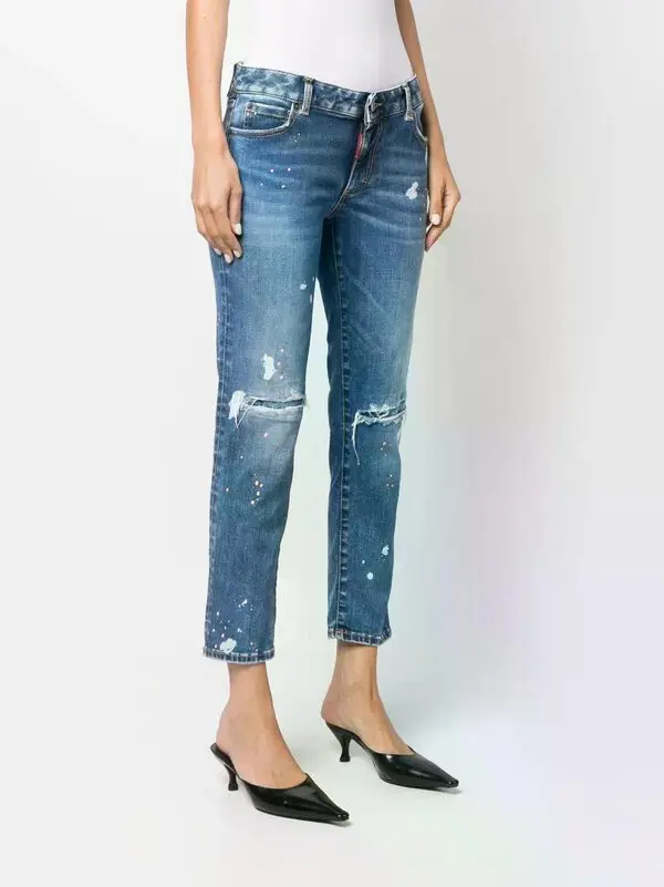 Dsquared2 Cropped Skinny Jeans With Distressed Effect