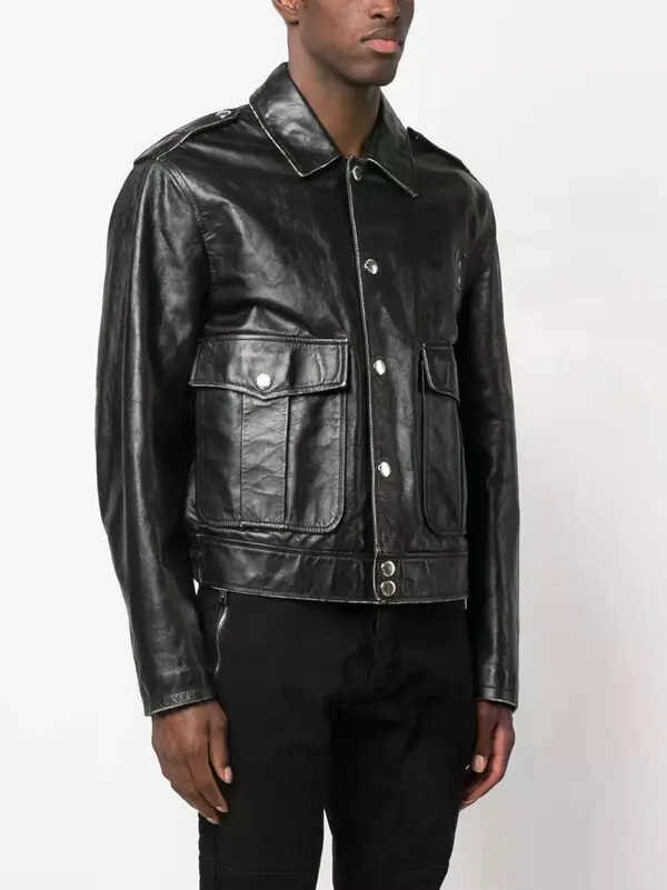 Dsquared2 Button-fastening Leather Bomber Jacket