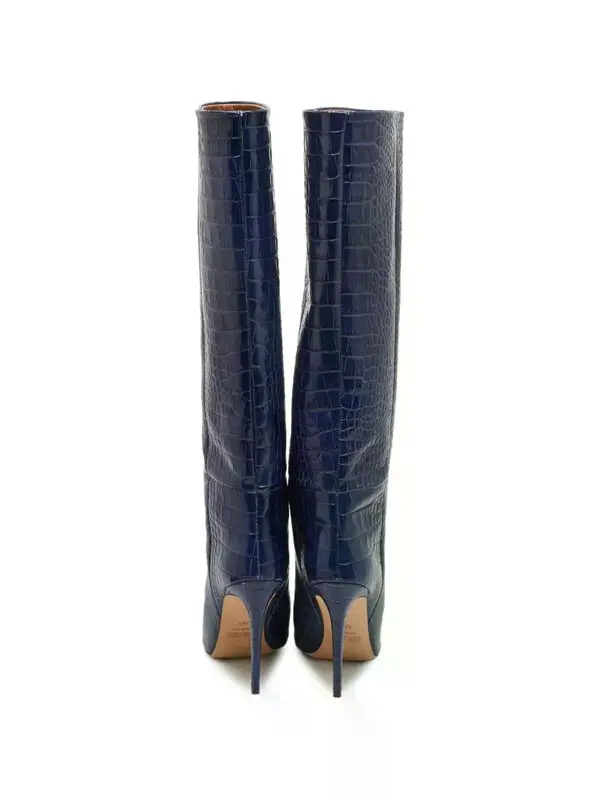 Paris Texas Indaco Croc-embossed Leather Boots - Blue