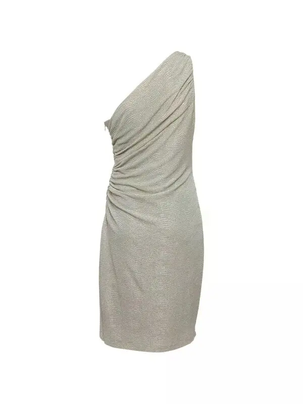 Ralph Lauren One-shoulder Metallic Lurex Knit Midi Dress - Silver
