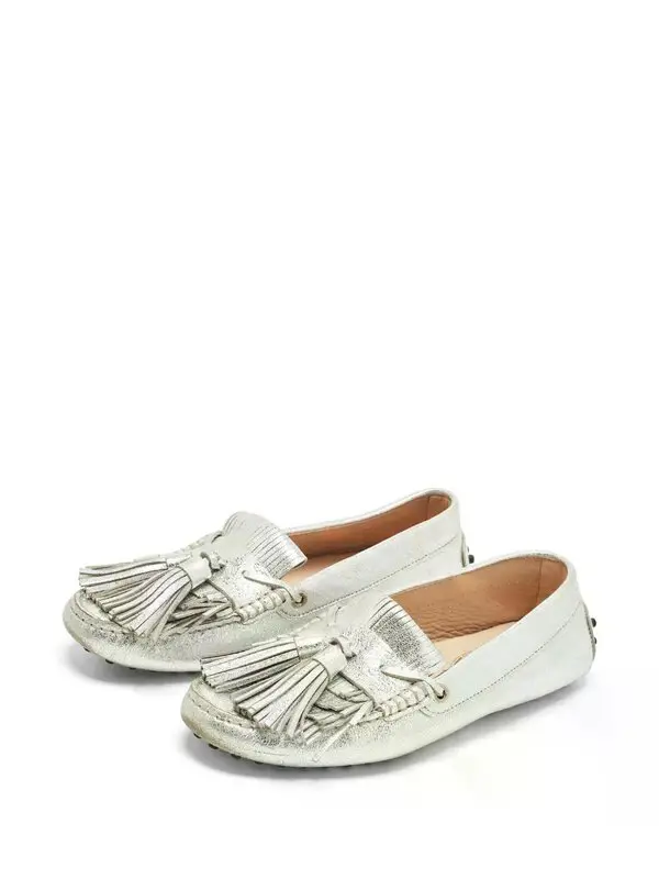 TOD'S Gommino Tassel Loafers - Silver