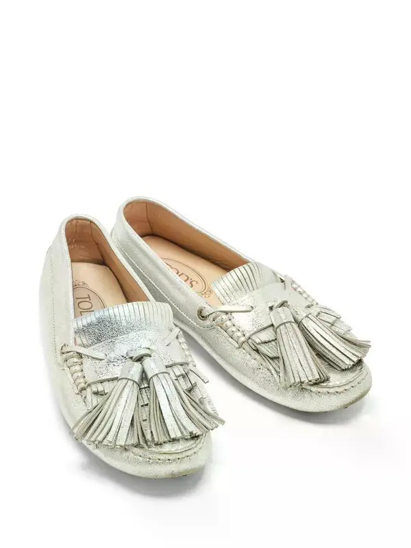 TOD'S Gommino Tassel Loafers - Silver