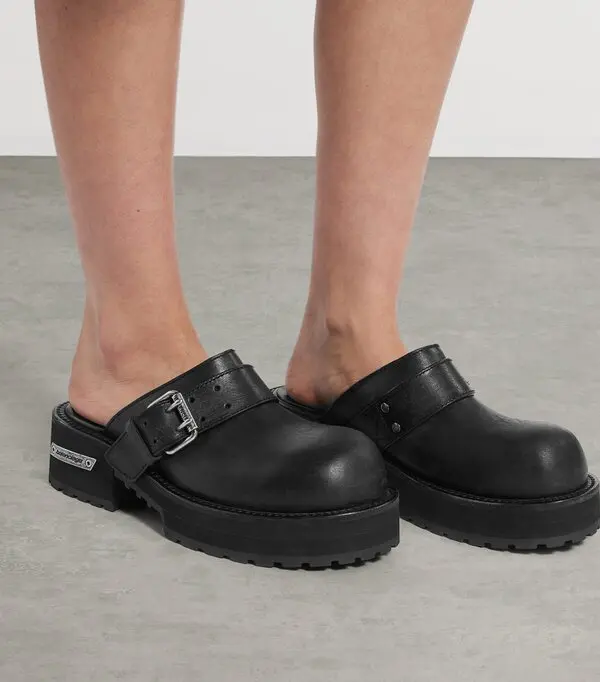 Balenciaga Calfskin Venom Mules - Black