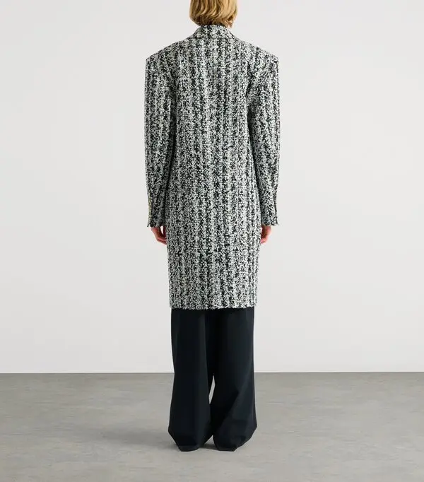 Balmain Double-breasted Tweed Overcoat