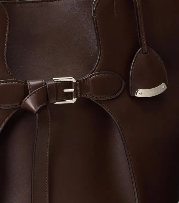 Ralph Lauren Leather Tote Bag With Wooden Top Handles