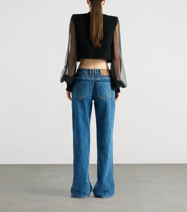 Balmain Tweed And Muslin Cropped Blouse