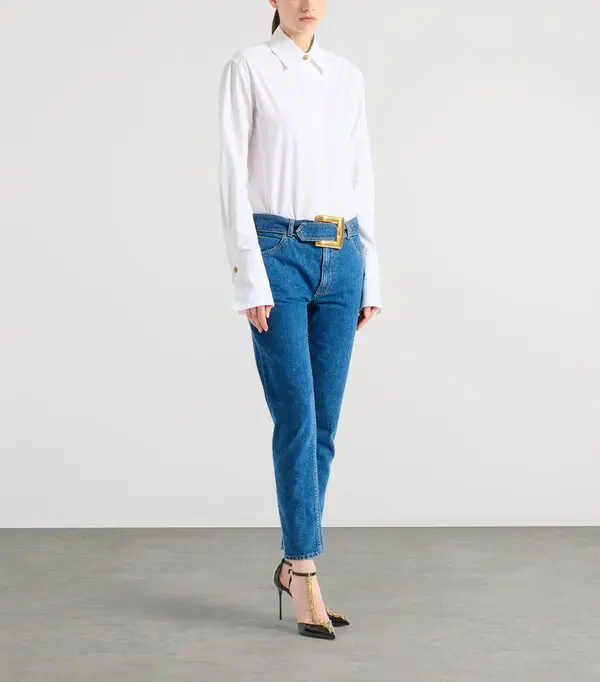 Balmain Belted Mid-rise Slim Jeans