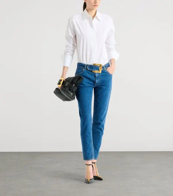 Balmain Belted Mid-rise Slim Jeans