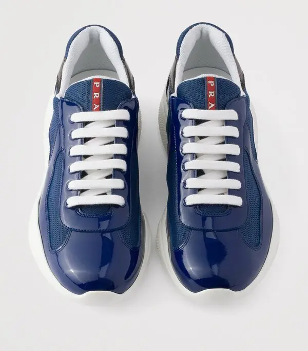 Prada Patent Leather America's Cup Sneakers - Blue