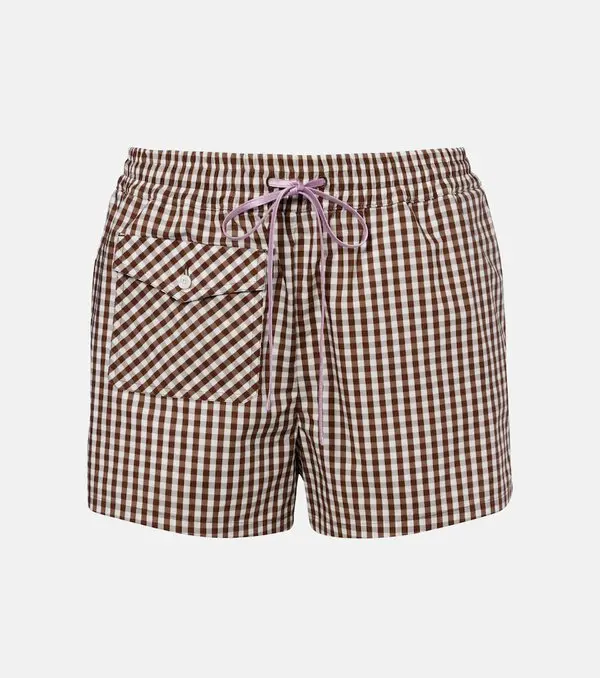 Valentino Garavani Gingham Cotton Poplin Shorts - Brown