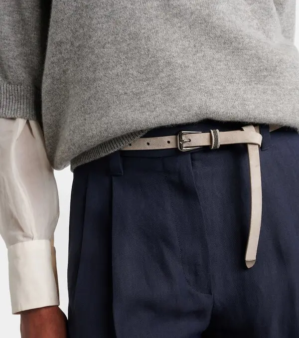 Brunello Cucinelli Monili Suede Belt