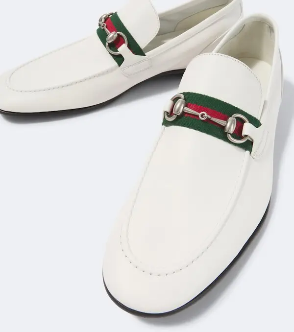 Gucci Como Horsebit Leather Loafers - White