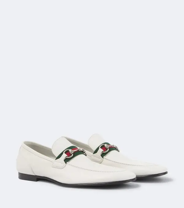 Gucci Como Horsebit Leather Loafers - White