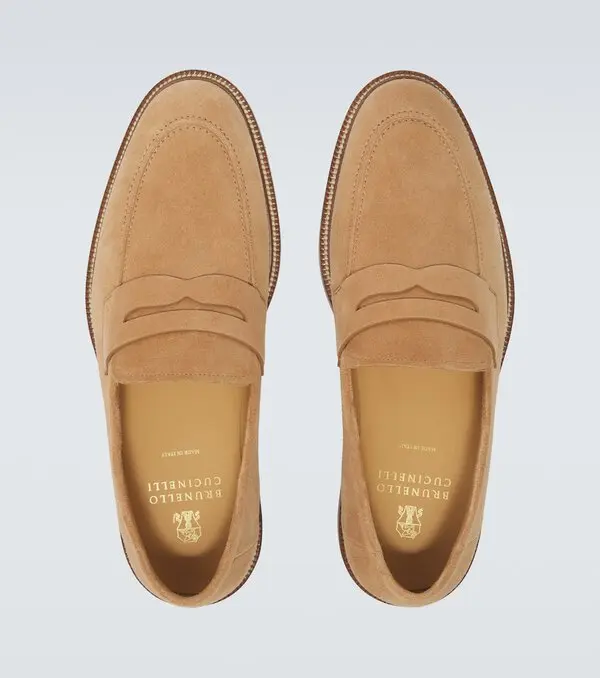 Brunello Cucinelli Suede Penny Loafers