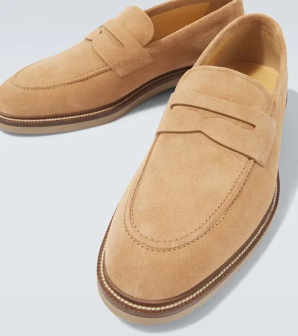 Brunello Cucinelli Suede Penny Loafers