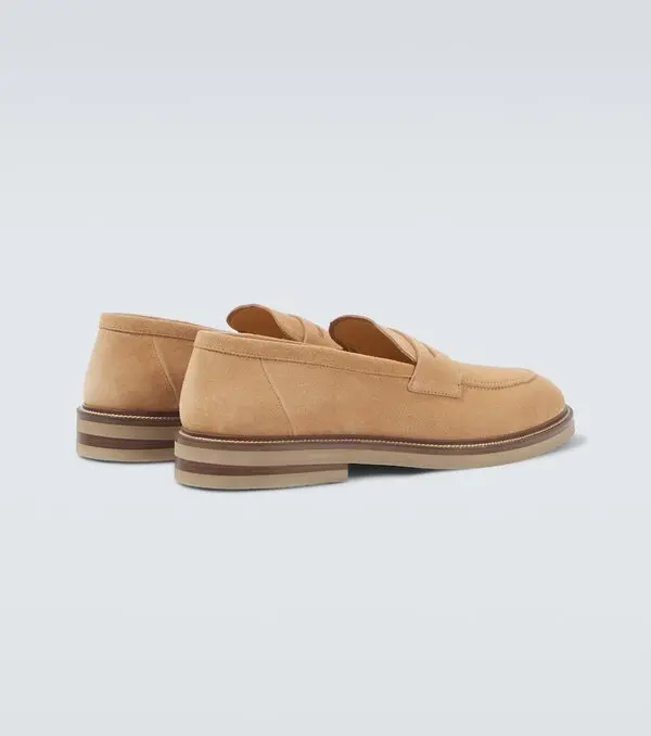 Brunello Cucinelli Suede Penny Loafers