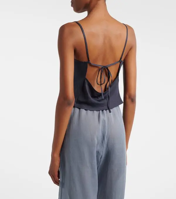LESET Daniel Open-back Crop Top - Blue
