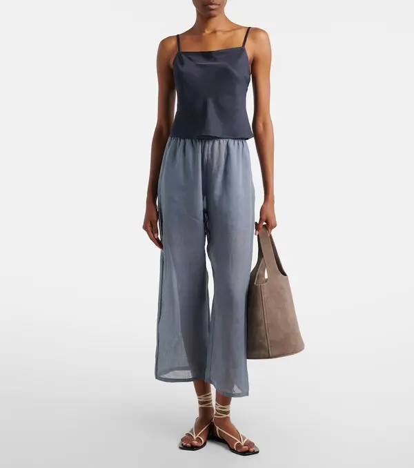 LESET Daniel Open-back Crop Top - Blue