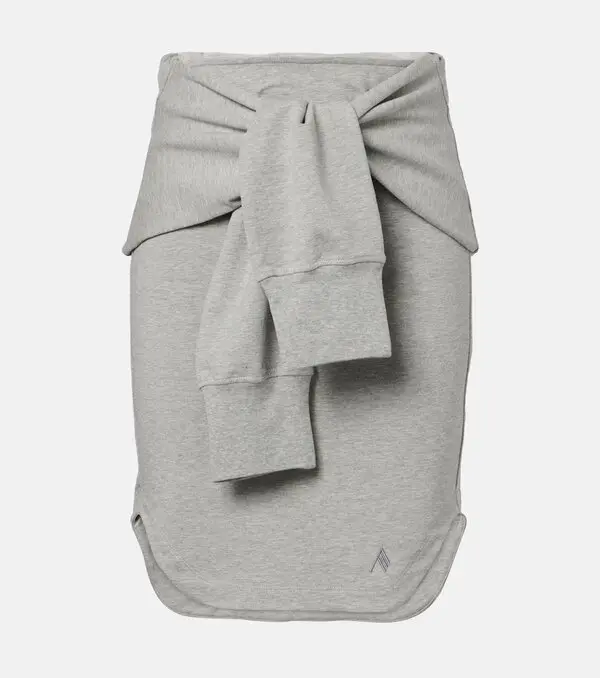Attico Layered Cotton-blend Miniskirt In Light Melange - Grey