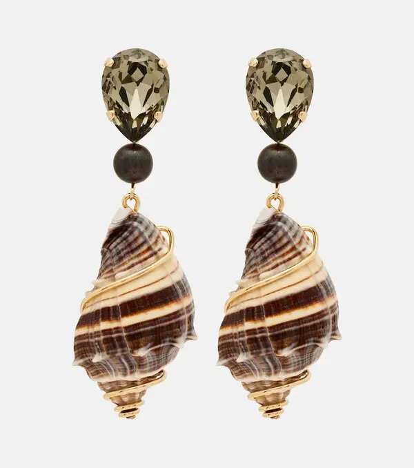 JENNIFER BEHR Crystal-embellished Seashell Drop Earrings - Multicoloured