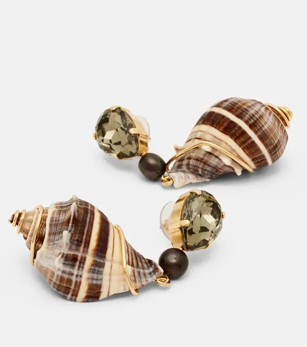 JENNIFER BEHR Crystal-embellished Seashell Drop Earrings