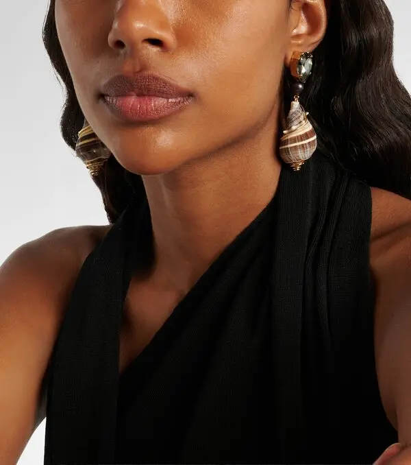 JENNIFER BEHR Crystal-embellished Seashell Drop Earrings