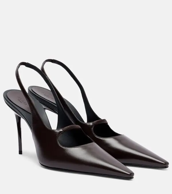 Alaïa Drop Leather Slingback Pumps - Brown