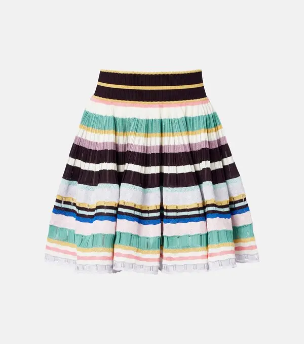 Alaïa Striped Knitted Miniskirt - Multicoloured