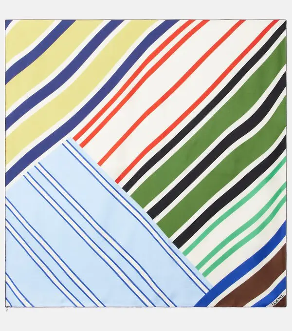 Loewe Striped Silk Twill Scarf - Multicoloured