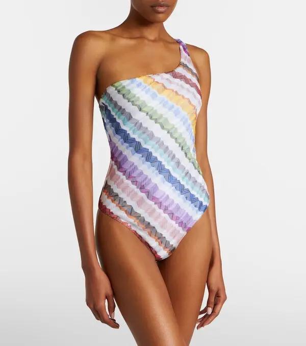 Missoni Zigzag One-shoulder Swimsuit - Multicoloured