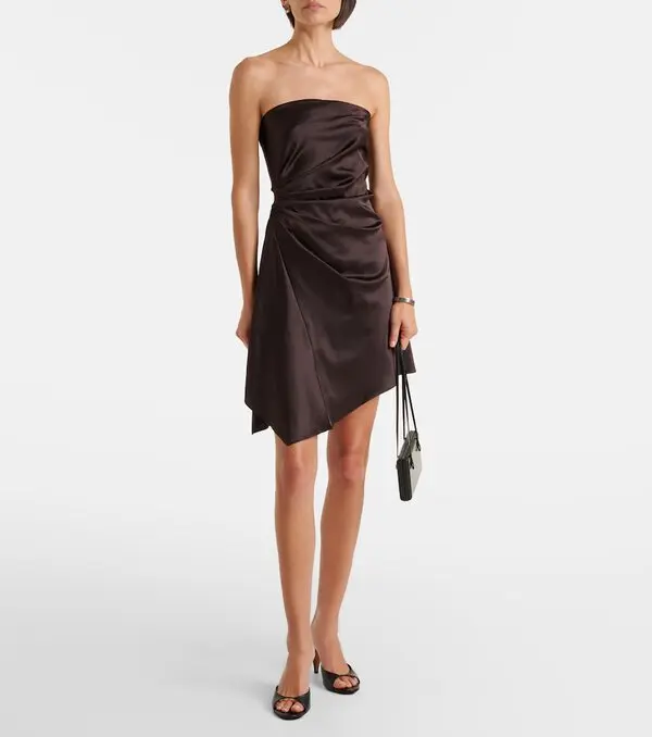 Staud Adriana Draped Silk-blend Minidress
