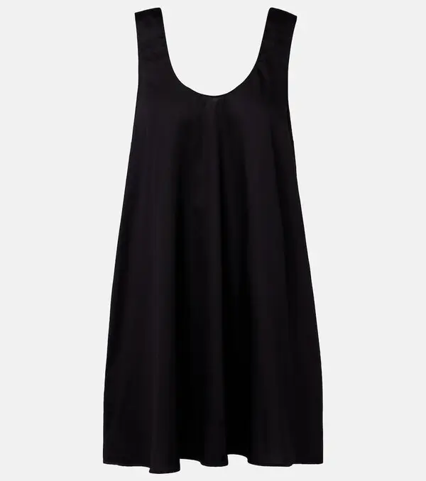 LESET Yoko Cotton Poplin Minidress - Black