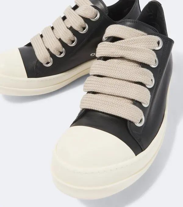 Rick Owens Jumbolace Leather Low-top Sneakers - Black