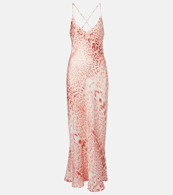 Roberto Cavalli Leopard-print Silk Satin Dress - Pink