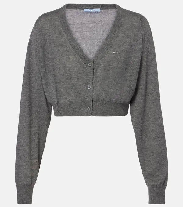 Prada Cropped Cashmere Cardigan - Grey