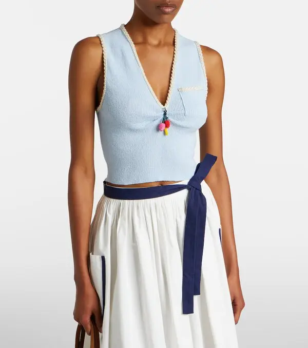 Prada Embellished Cotton-blend Bouclé Crop Top