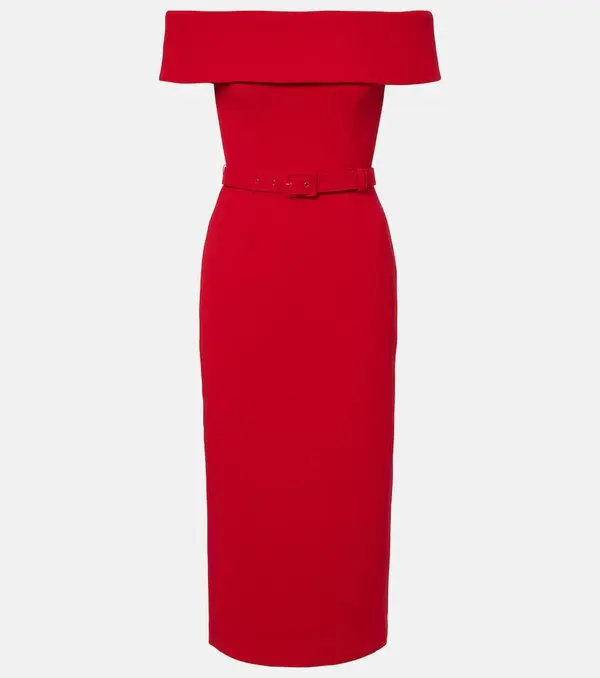 Rebecca Vallance Off-shoulder Crepe Midi Dress - Red