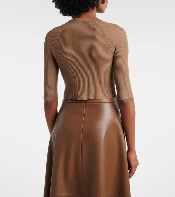 Max Mara Cropped Virgin Wool Cardigan - Brown
