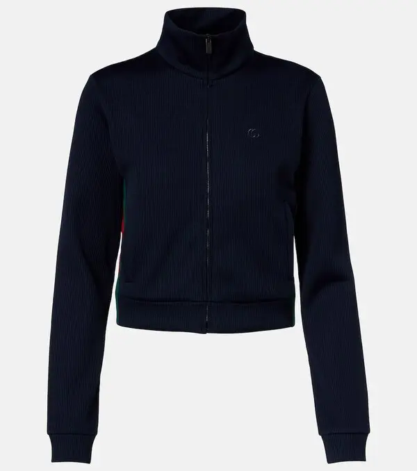Gucci Zip-up Jersey Sweatshirt With Web Stripe Detail