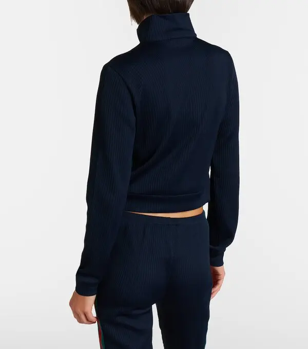 Gucci Zip-up Jersey Sweatshirt With Web Stripe Detail