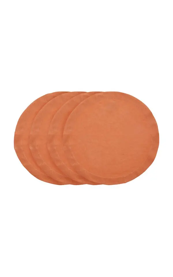 MODA DOMUS Set-of-four Round Linen Placemats - Orange